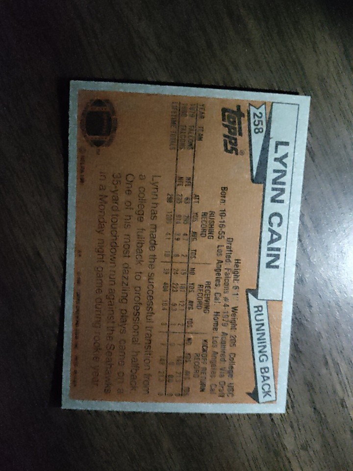 1981 Topps Football #258 Lynn Cain Atlanta Falcons NM free shipping | eBay