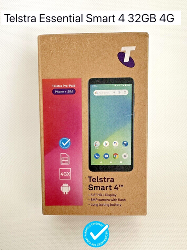 NEW Telstra Essential Smart 4 4GX 5.5" HD 32GB 8MP VoLTE Blue Tick ...