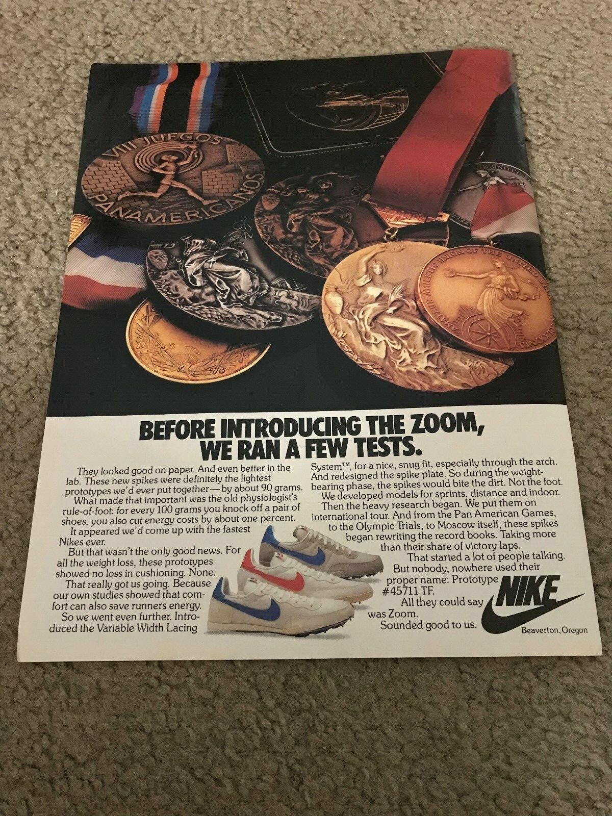 Vintage NIKE ZOOM TRACK FIELD Running Shoes Spikes Poster Print Ad ...