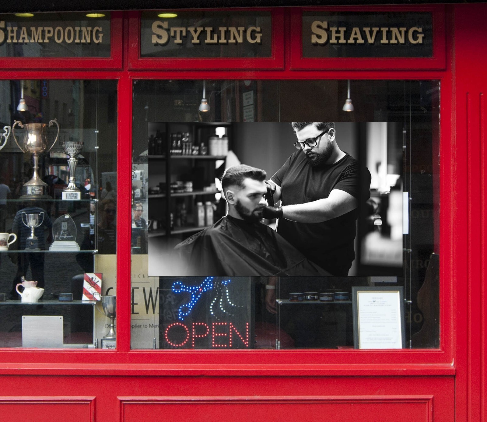 3D Man Hair Cut G148 Barber Shop Window Stickers Vinyl Wall Mural ...