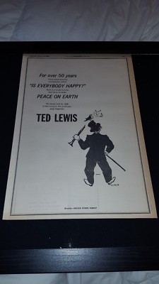 Ted Lewis Is Everybody Happy Rare Original 1968 Promo Poster Ad Framed ...