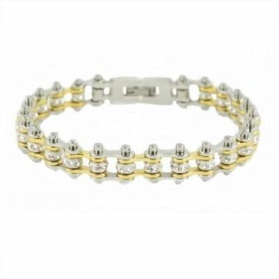 Bracelet - Timing Chain w/Crystals - Gold/Silver - Slim * Ships FREE to ...