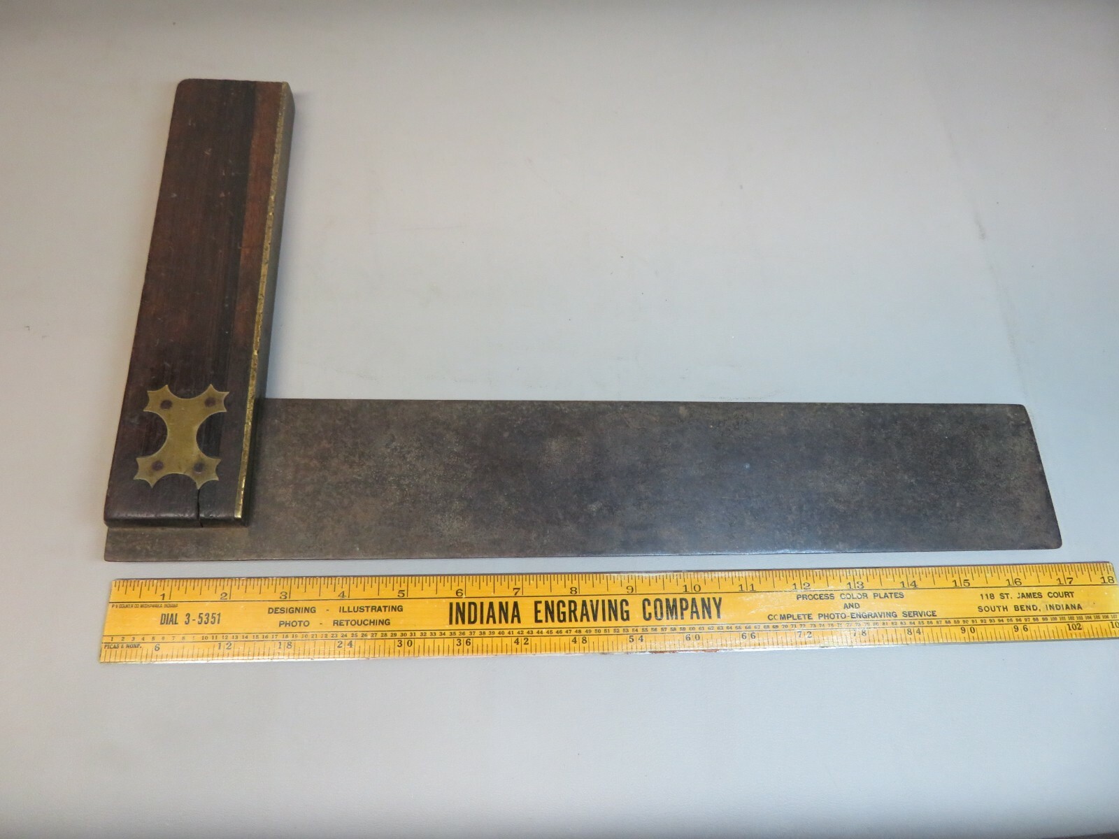 Antique Old Rosewood Wood Handle Brass Set Square 17 x 10 Woodworking ...