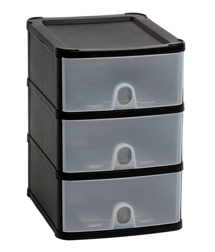 Handy 3 Tier Plastic Drawers Storage Office Home Tower Chest Drawer ...