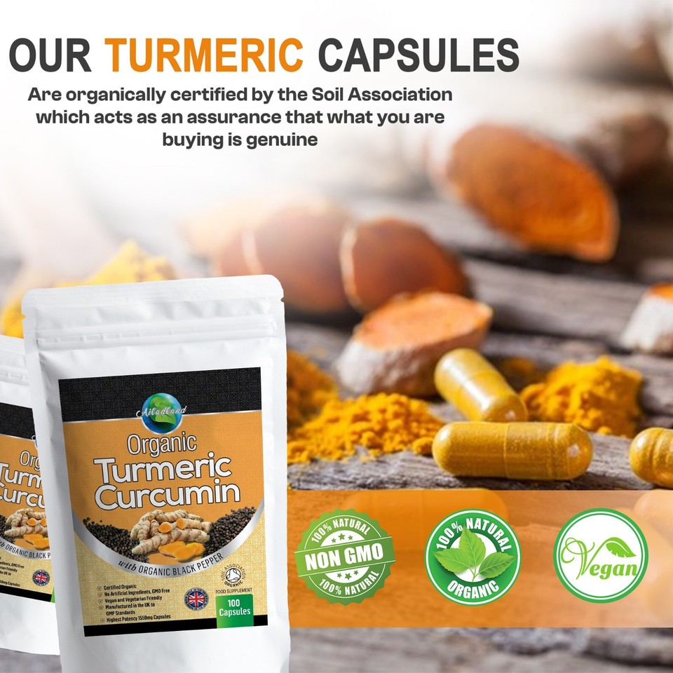 ORGANIC TURMERIC CURCUMIN 1550mg CAPSULES and ORGANIC BLACK PEPPER ...