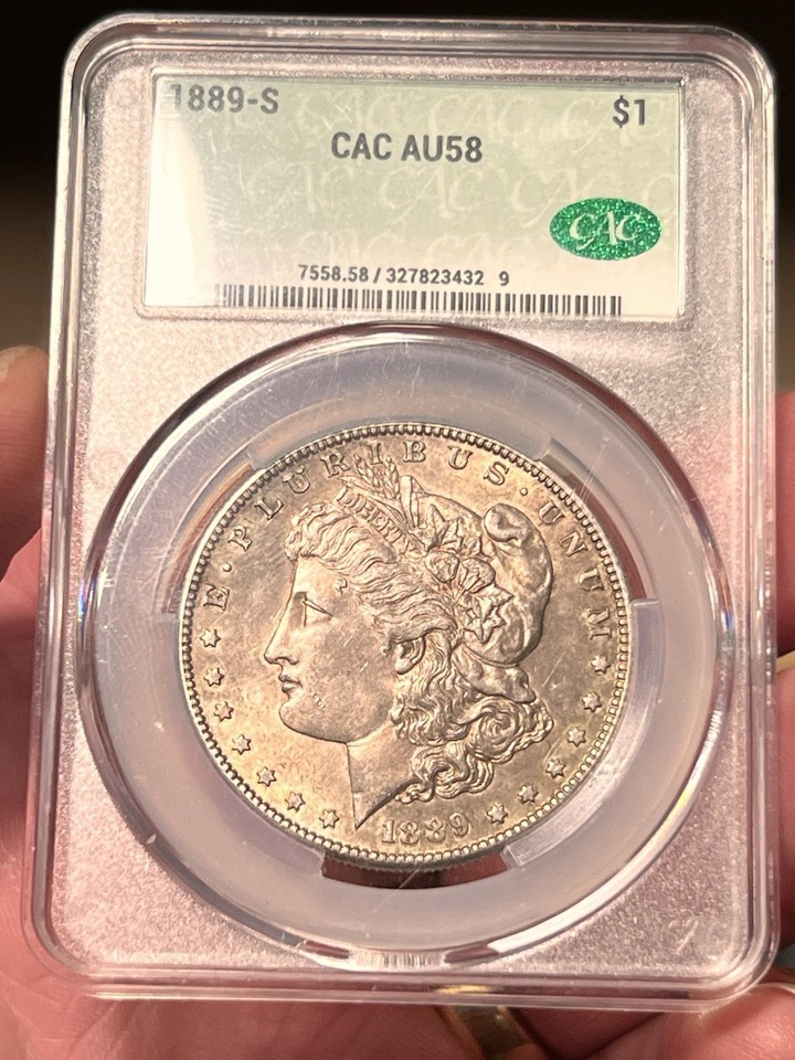 1889-S MORGAN SILVER DOLLAR "CAC AU58"-LOW MINTAGE TONED COIN, | eBay