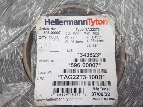Rl of 5000 HellermannTyton 1x1.43" Thermal Transfer Labels Vinyl White | eBay