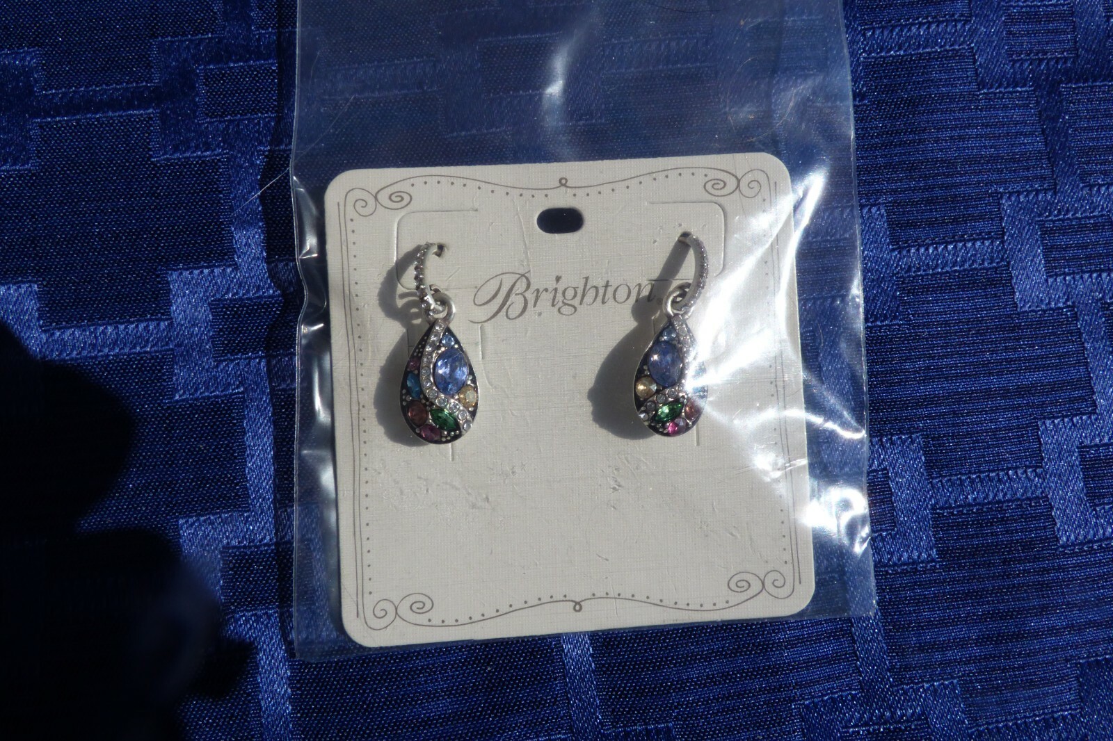 BRIGHTON GOTH BOHO WEDDING PROM MULTI CRYSTAL HOOK SILVER PLATED DANGLE ...