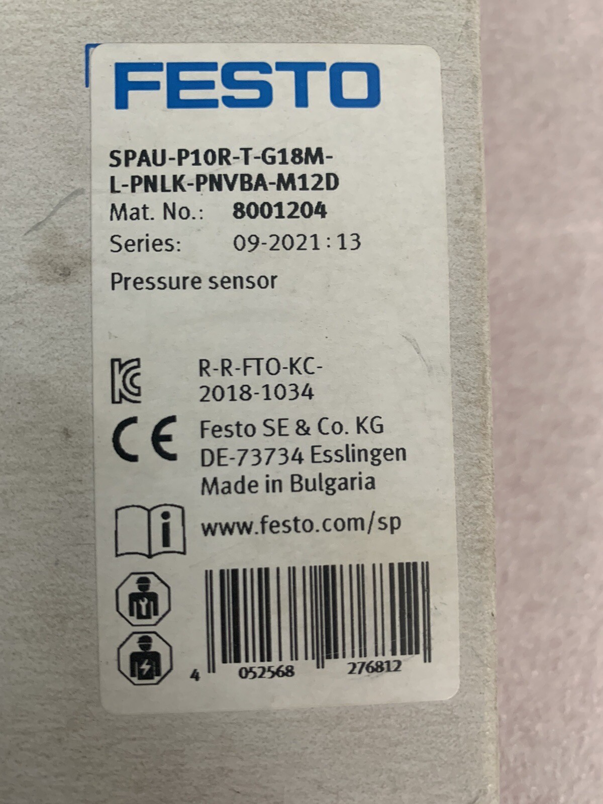 FESTO SPAU-P10R-T-G18M-L-PNLK-PNVBA-M12D / SPAUP10RTG18MLPNLKPNVBAM12D ...