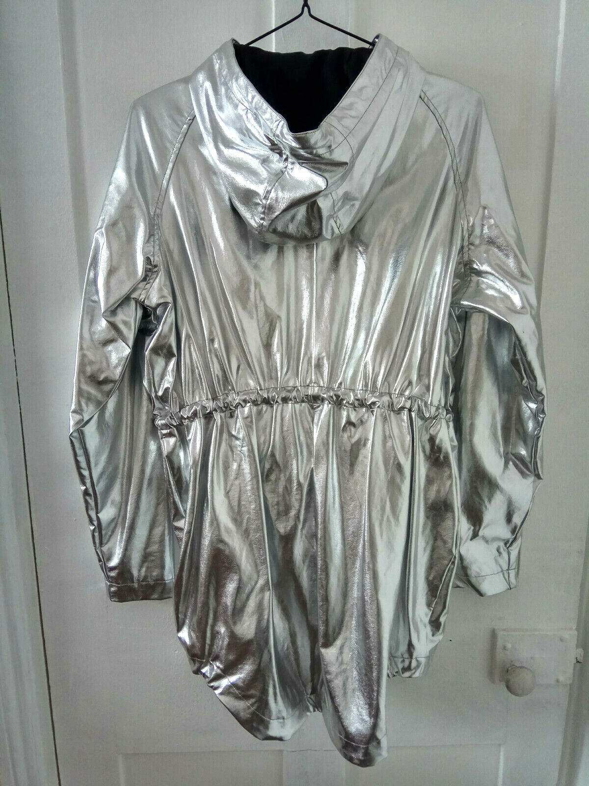 Prettylittlething Silver Metallic Rain Mac Jacket UK Size 6 Women's ...