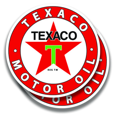 TEXACO MOTOR OIL DECAL 2 Stickers Bogo Vintage Car Window Bumper Truck ...