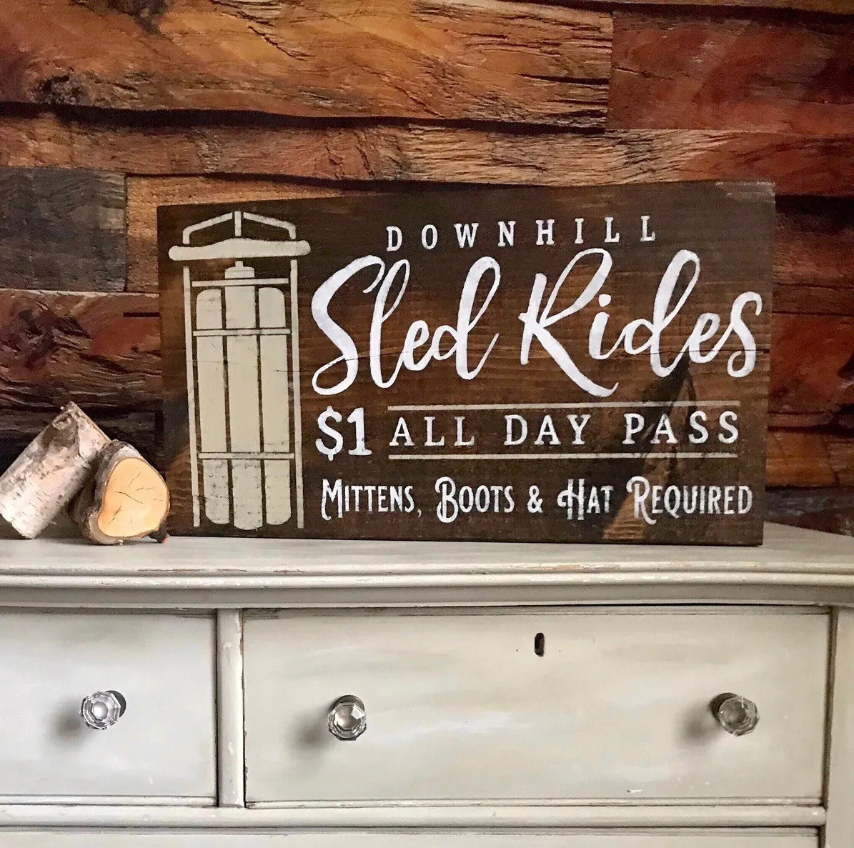 Christmas Decor / Primitive Christmas Sign / Sled Rides / Sledding ...