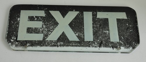 Vintage Bottom Mount Glass Only Exit Sign - Screw Holes 7 5/16 Centers ...