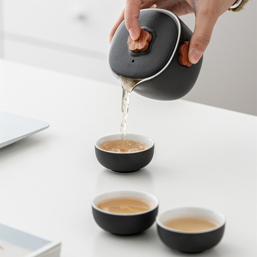 portable tea set for travel porcelain tea pot with infuser hole lid ...