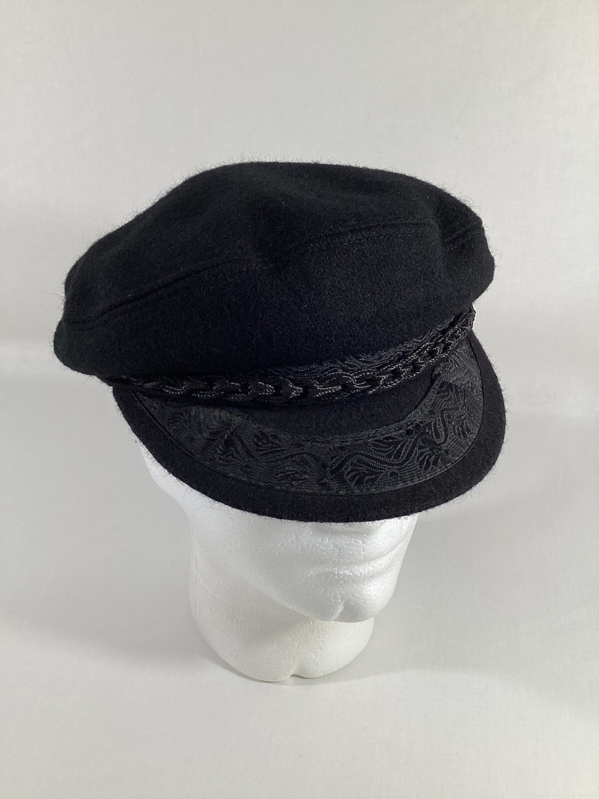 Greek Fisherman’s Black Cap Hat Mens Large (7-3/8) Wool Made In Greece ...