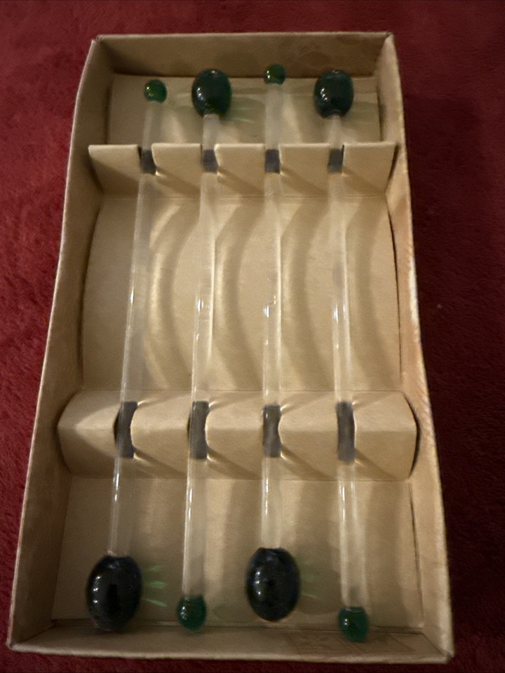 Pier 1 Imports Glass Olive Mini Swizzle Sticks Barware Set of 4 | eBay