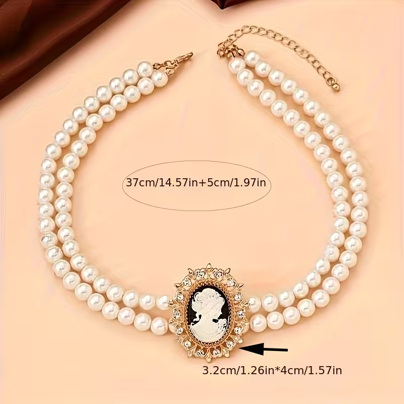 1pc Vintage style Double Layer Necklace, Golden Alloy, Sexy Clavicle ...