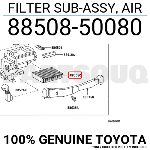 8850850080 Genuine Toyota FILTER SUB-ASSY, AIR 88508-50080 | eBay
