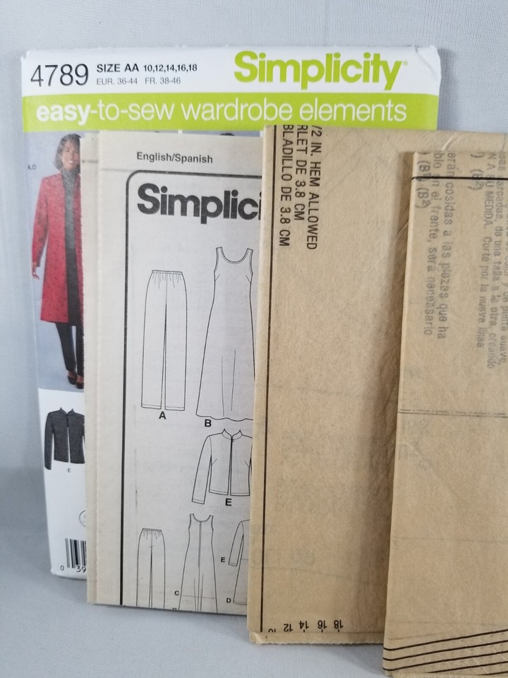 Simplicity Easy to Sew Wardrobe Elements Sewing Pattern 4789 In K ...
