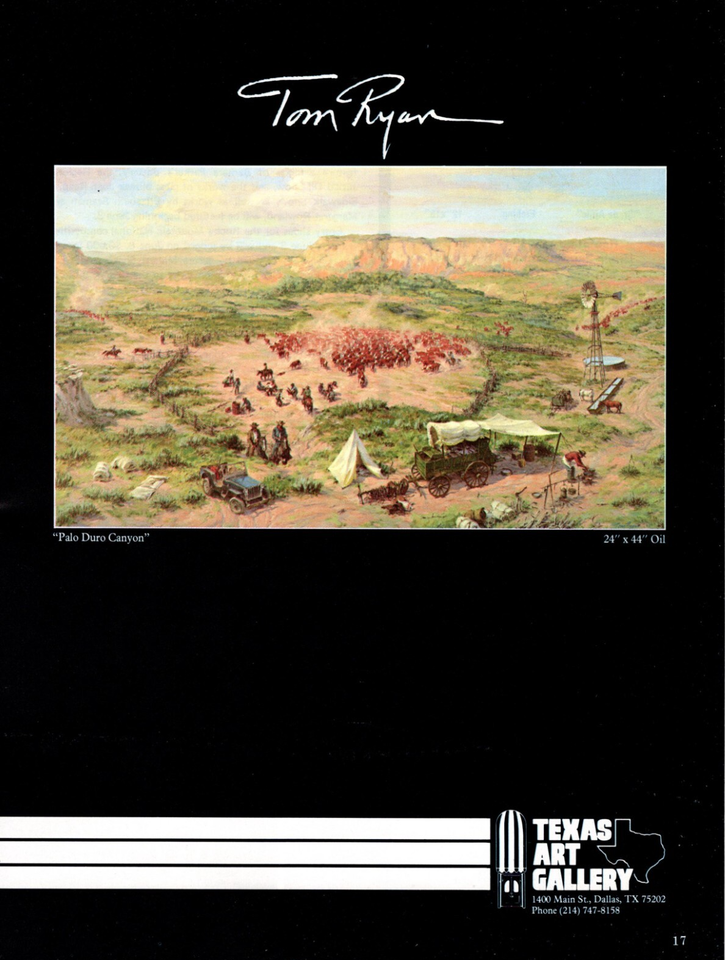 1980 TOM RYAN ART EXHIBIT PRINT AD PALO DURO CANYON NATIVE ART GALLERY ...