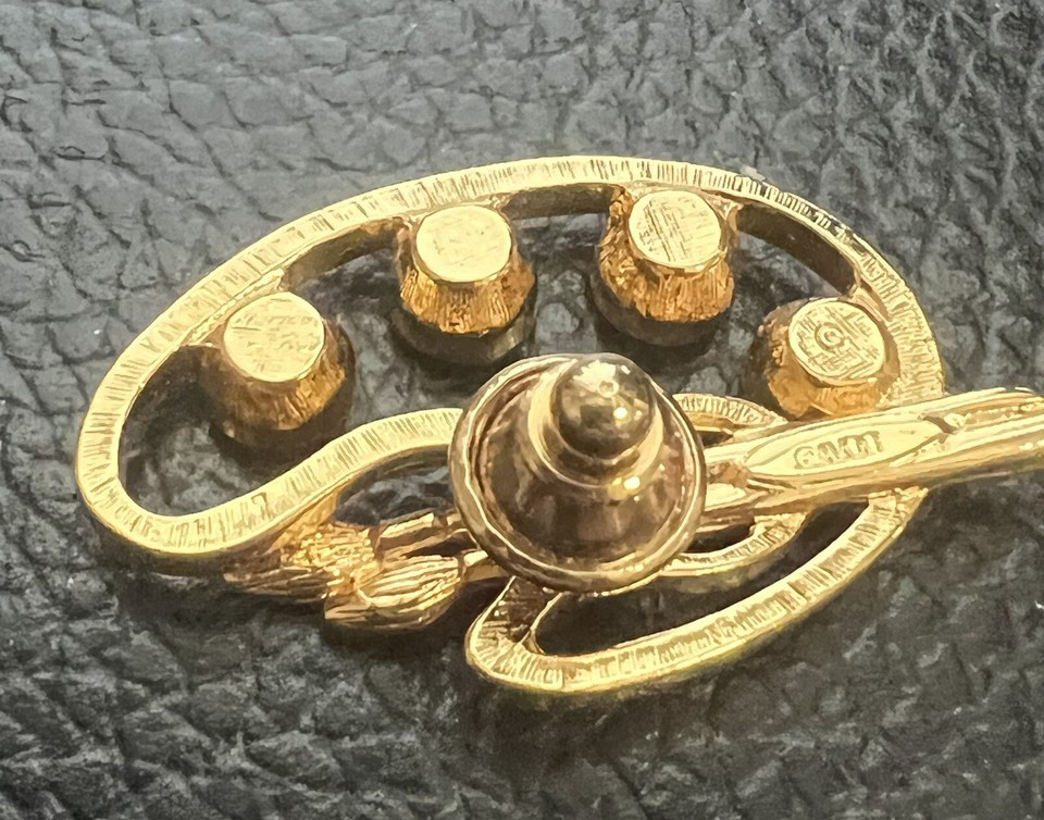 Vintage Signed AVON Artist Palette Brooch Pin Gold Tone Rhinestone ...