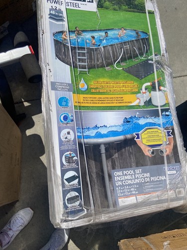 Bestway Power Steel 22’ x 12’ x 48’’ Above Ground Oval Pool Set piscina ...