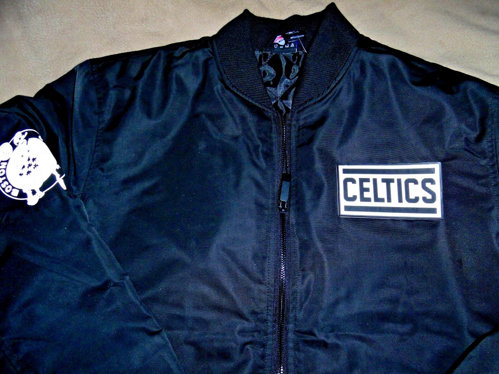 BOSTON CELTICS EMBROIDERED "UNK NBA" REFLECTIVE BLACK JACKET MEN'S ...