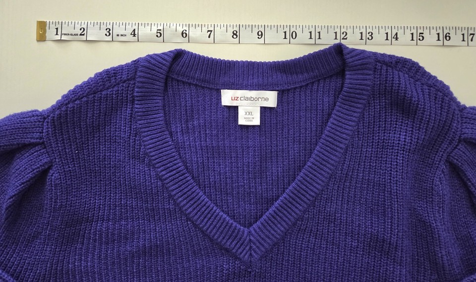 NWT Liz Claiborne Womens Intrepid Purple V-Neck Knit Sweater Size XXL ...
