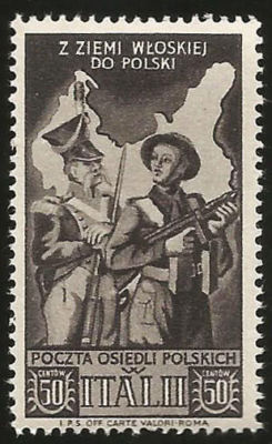 1944 WWII POLAND AT WAR POLISH LEGION VOLUNTEERS IN ITALY MINT STAMP ...
