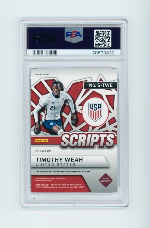 2021-22 Timothy Weah Panini Mosaic Red Choice USMNT Autographed Card SP ...