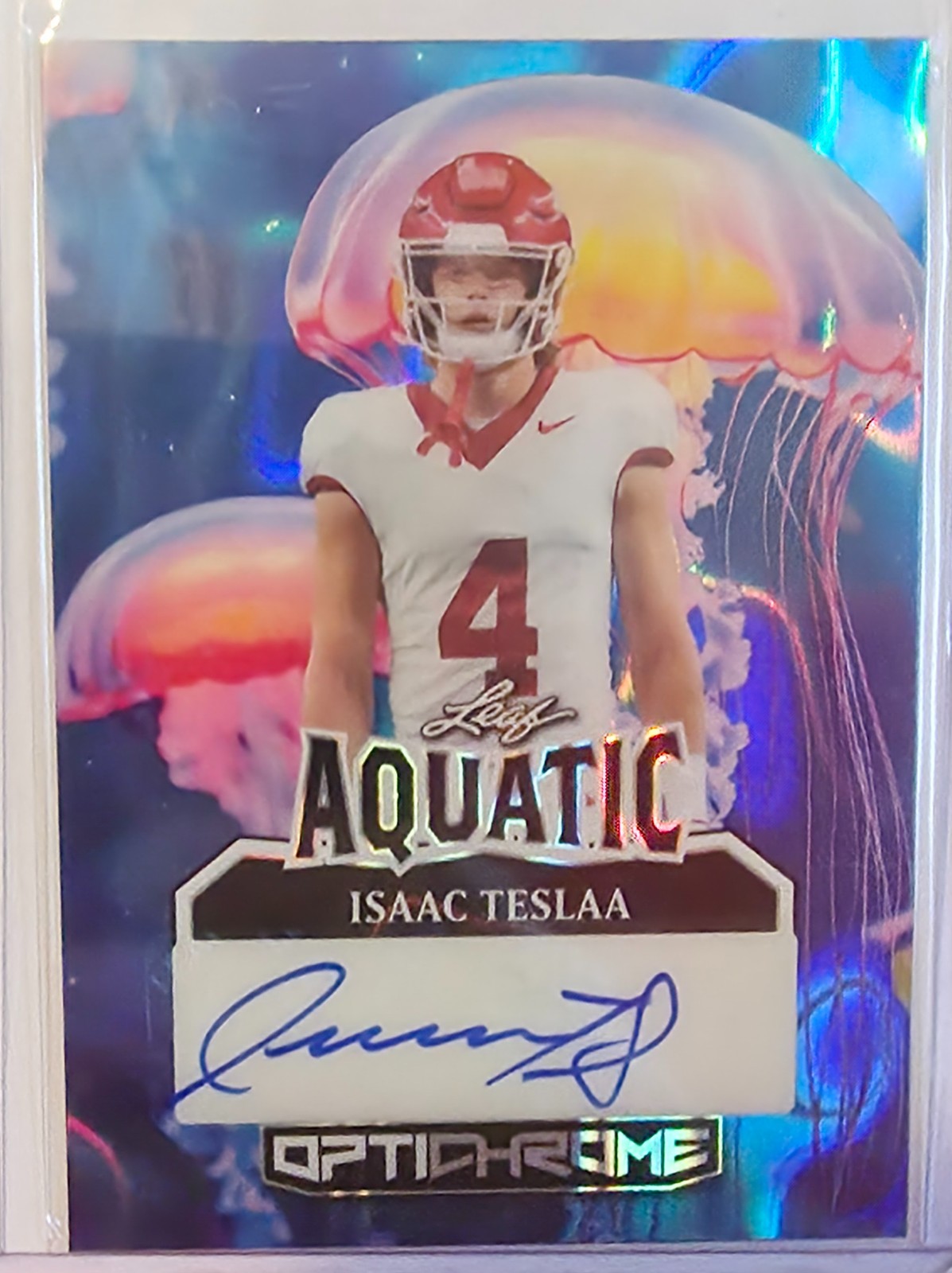 Isaac Teslaa 2025 Leaf Optichrome AQUATIC CRYSTALS Auto Autograph #1/1 ...