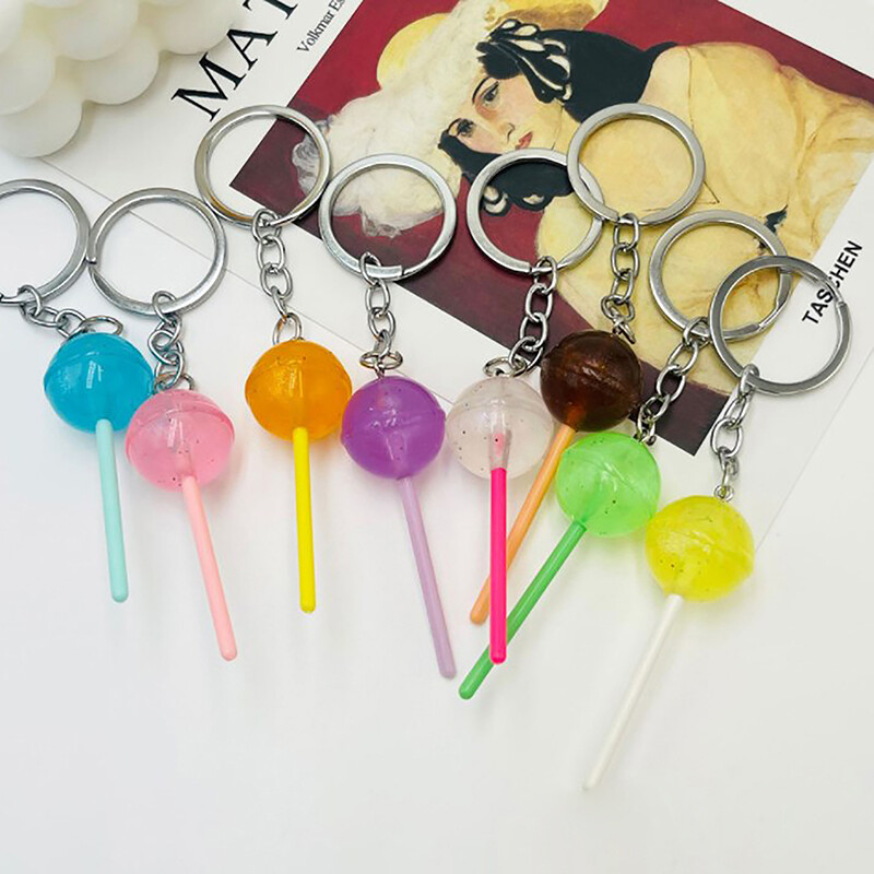 1PCS Simulation Lollipop Keychain Transparent Luminous Resin ...