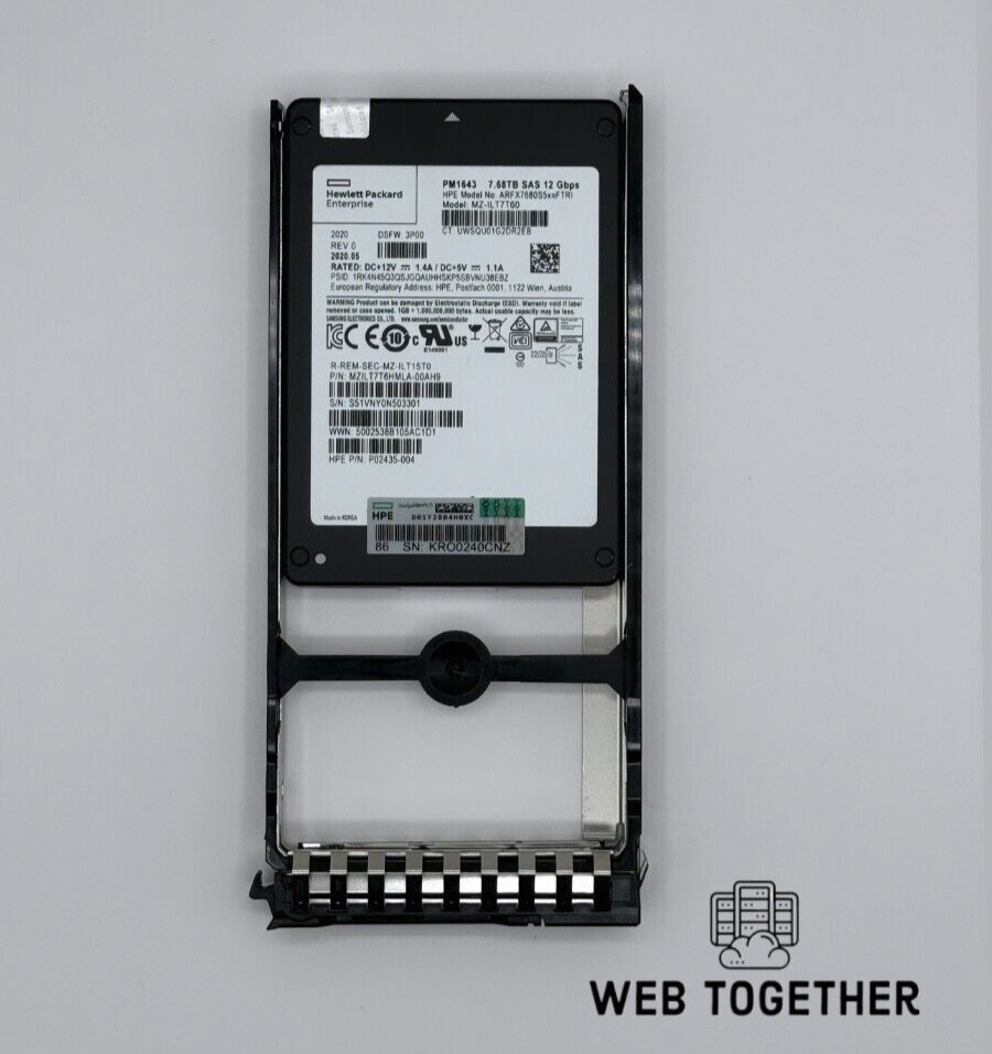 R0Q00A HPE PRIMERA 600 7.68TB SAS SFF (2.5IN) SSD P13373-001 Failed for ...