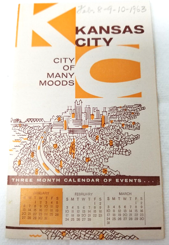 Kansas City 1963 Calendar of Events City of Many Moods Map Fold Out | eBay