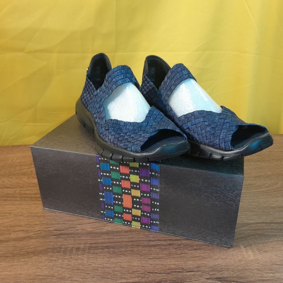 Bernie Mev Women Shoes Dark Blue Comfi Sandals Canvas Memory Foam NIB ...