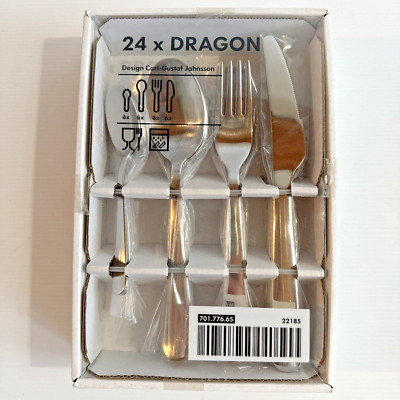New Ikea Dragon 24 Piece Cutlery Carl-Gustaf Johnsson Stainless Steel ...