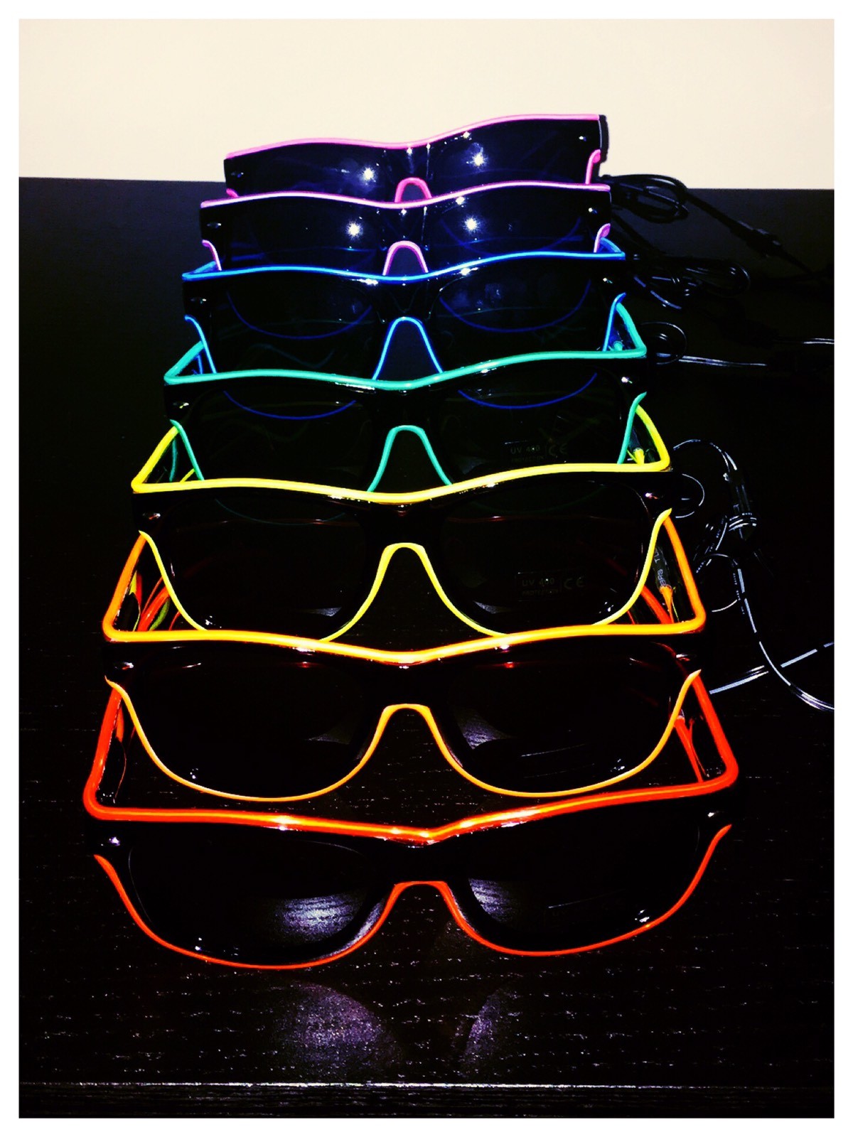 7 x Pairs Of Neon LED Flashing Sunglasses! Rainbow Colours! EDM ...