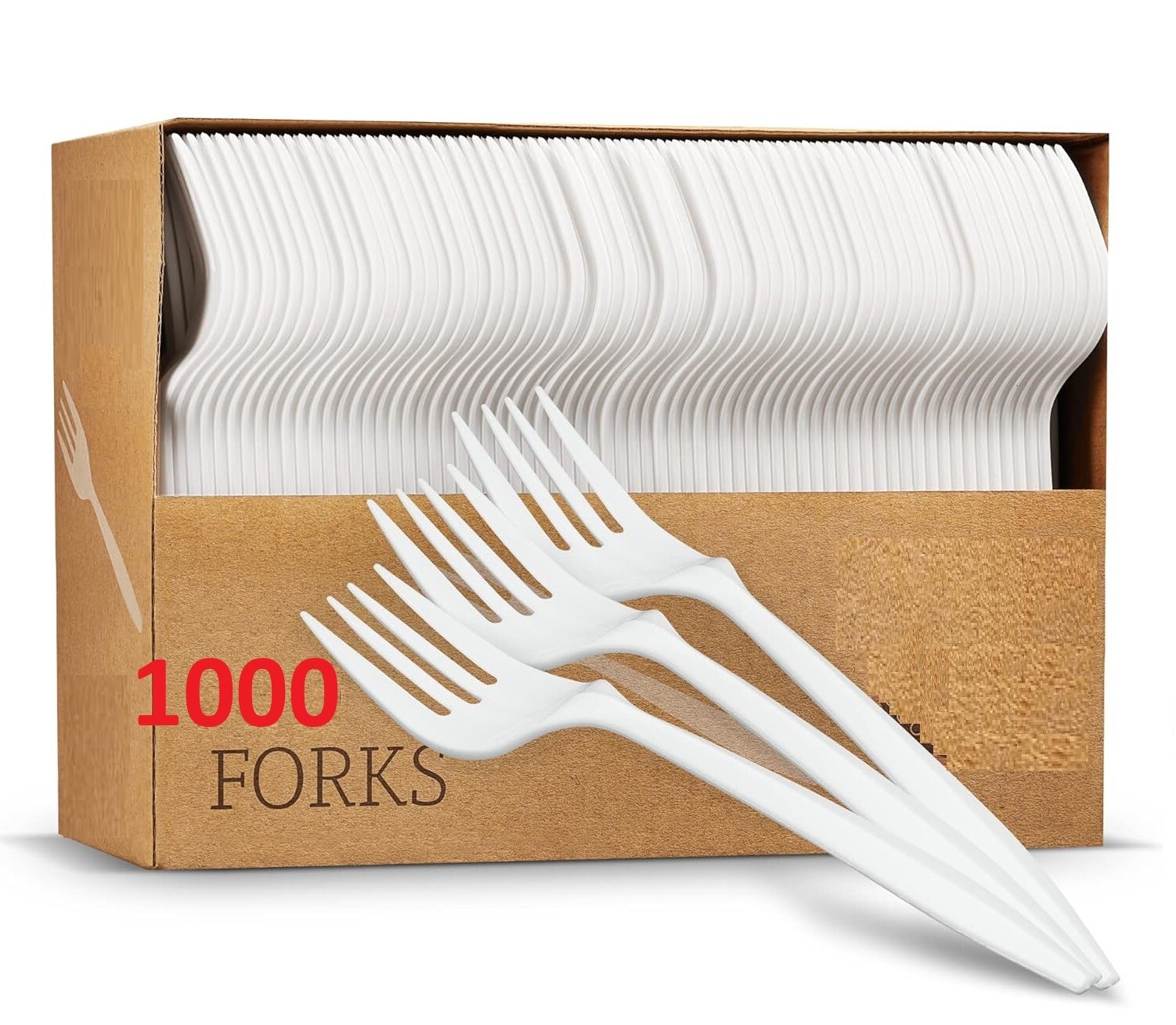 [1000 Count - Value Pack] Plastic Forks White Medium Weight Disposable ...