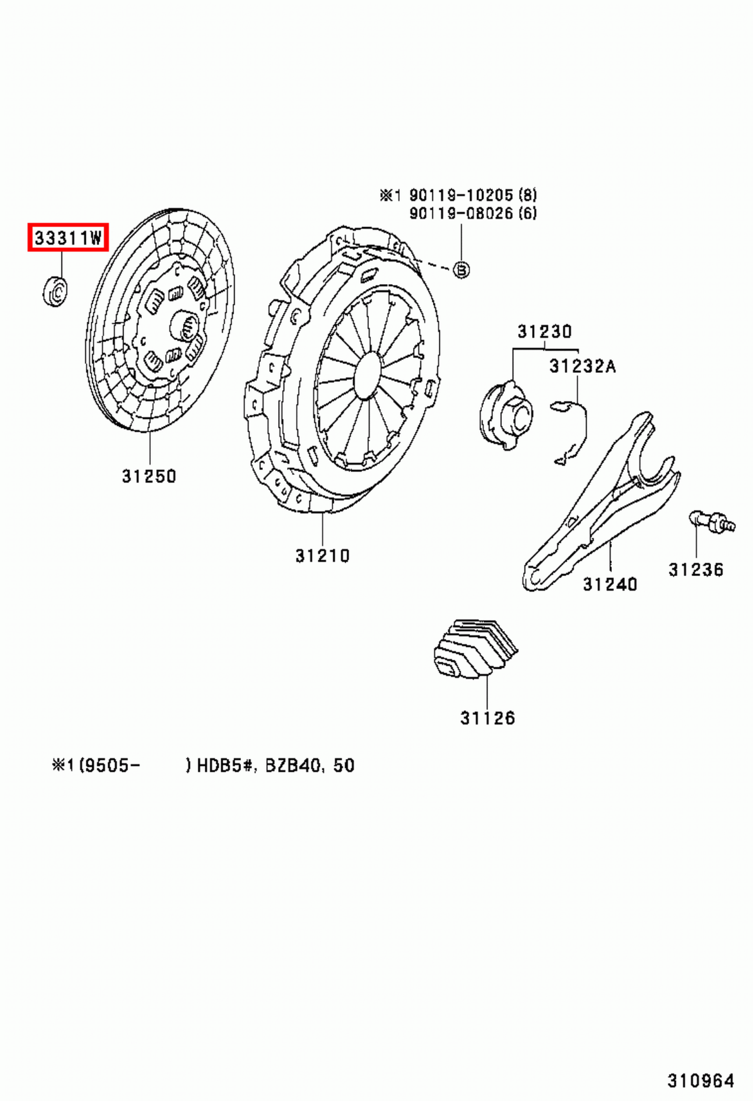 Genuine Coaster HZB41 HZB40 HZB36 HZB31 HZB30 1HZ Clutch Pilot Spigot ...