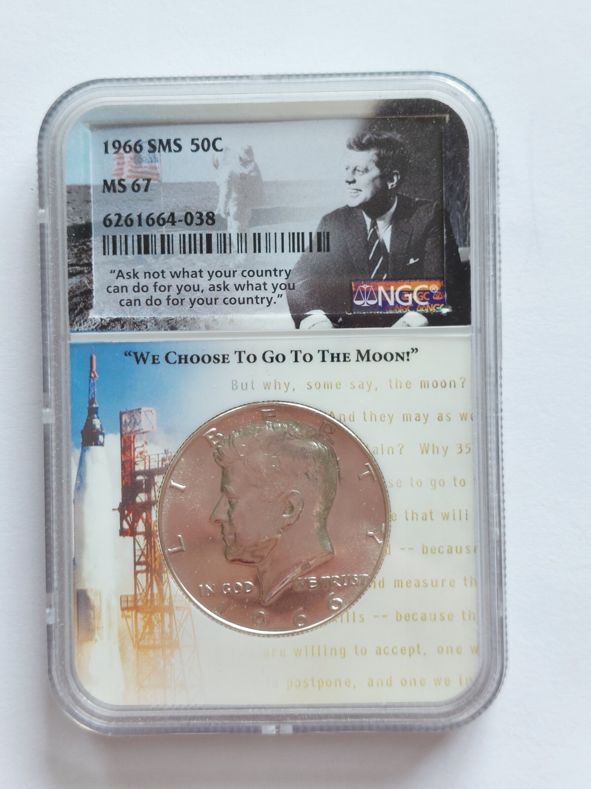 1966 SMS Kennedy Silver Half Dollar NGC MS67 Coin "We Choose to Go To ...