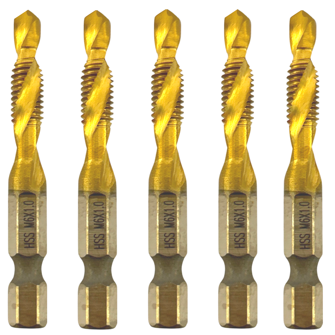 M6 x 1 Combination Tap And Drill Bit HSS Titanium Coated. 6mm x 1.0mm ...