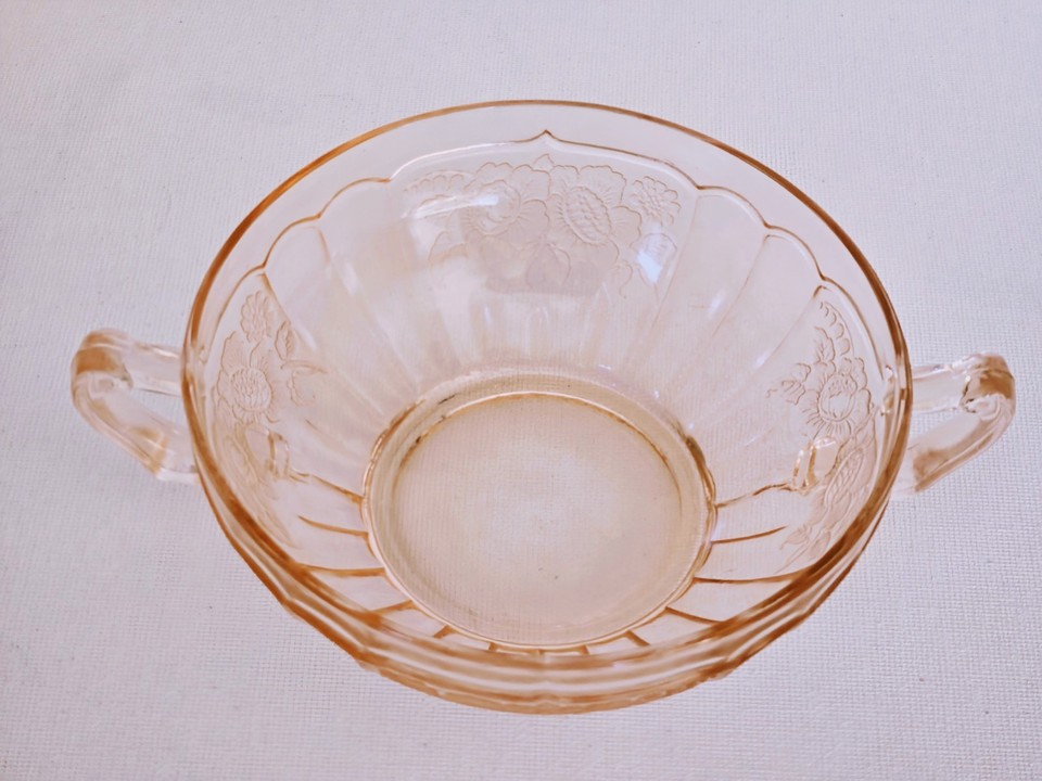 1930s anchor hocking glass pink Mayfair/open rose cream soup bowl a lot ...