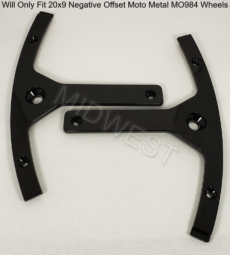 2 New Gloss Black MO984 Moto Metal 20x9 Neg Offset Wheel Rim Inserts w ...