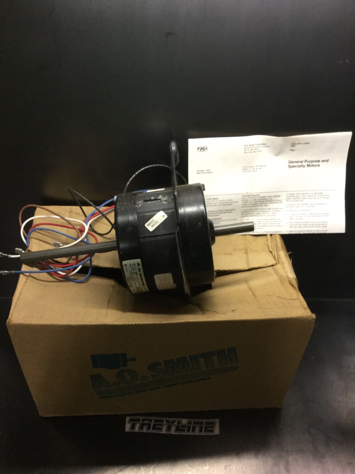 NEW, A.O. SMITH, OWW4515, 1/3 HP MOTOR, DUAL SHAFT, PLATE MOUNT, 42Y ...