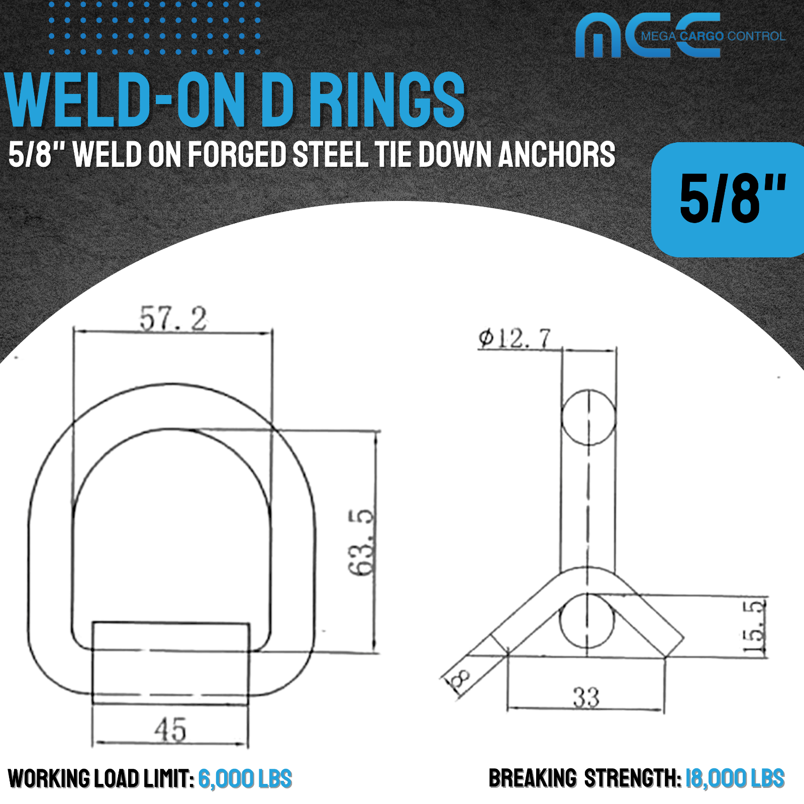 20 Pack Heavy Duty 5/8" Weld-On D Ring Flatbed Truck Trailer Cargo Tie ...