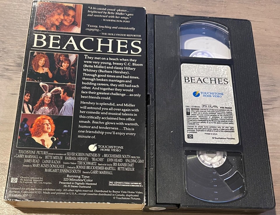 Beaches 1996 VCR VHS Tape Barbara Hershey, Bette Midler, John Heard ...