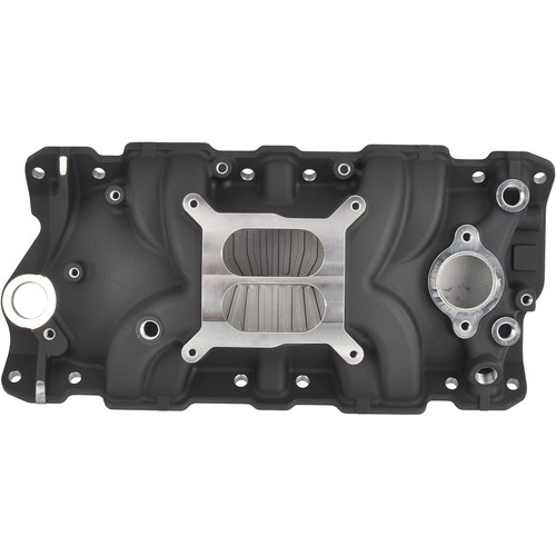 For SBC Small Block Chevy 305 350 383 Black Dual Plane Aluminum Intake ...