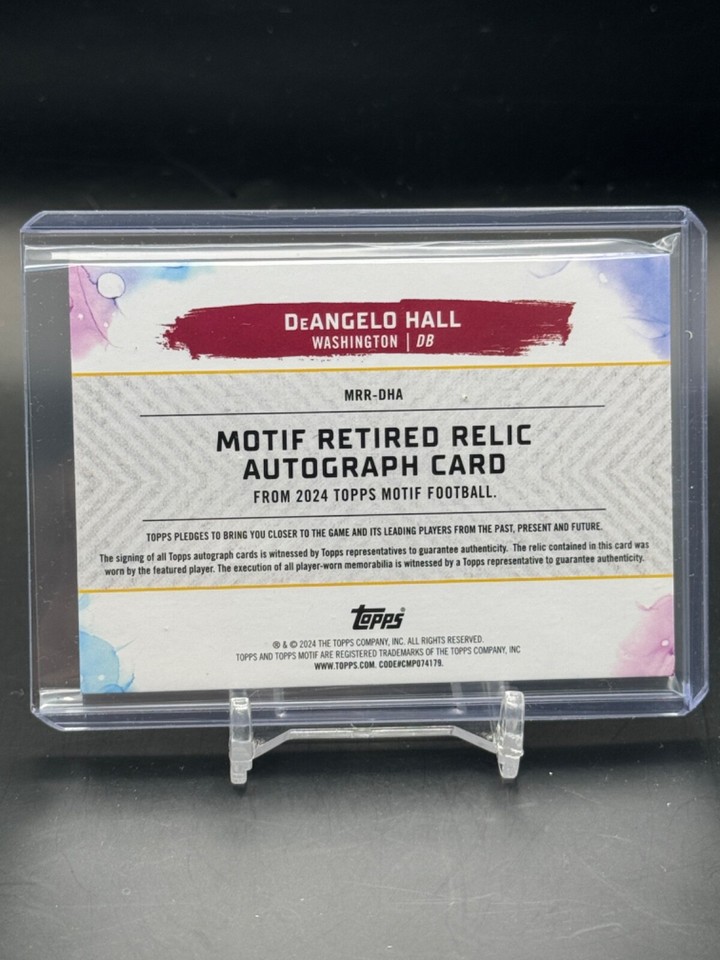 2023 Topps Motif Football DeAngelo Hall /49 Jersey Patch Auto #MRR-DHA ...