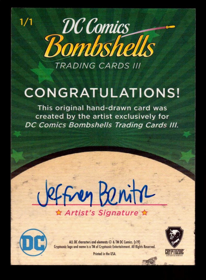 2019 DC Comics Bombshells III Artist Jeffrey Benitez Sketch Card ...