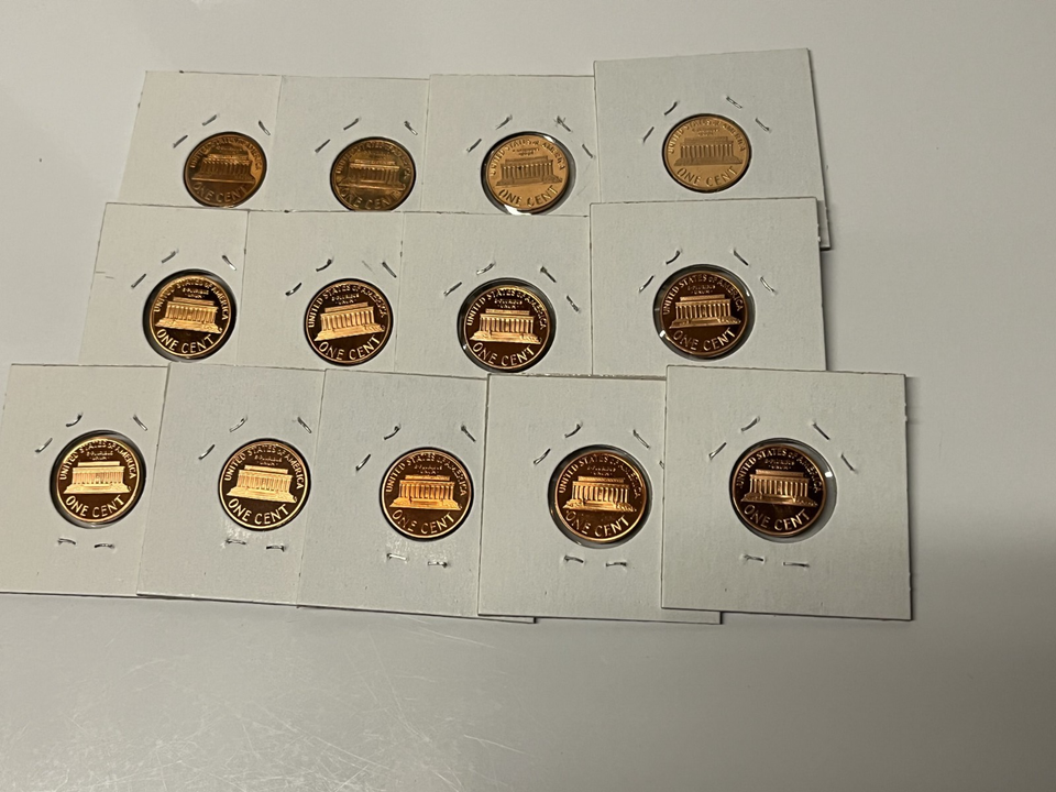 LOT of 13x Different PQ Proof Lincoln One Cents 1972-s TO 2005-s NO ...